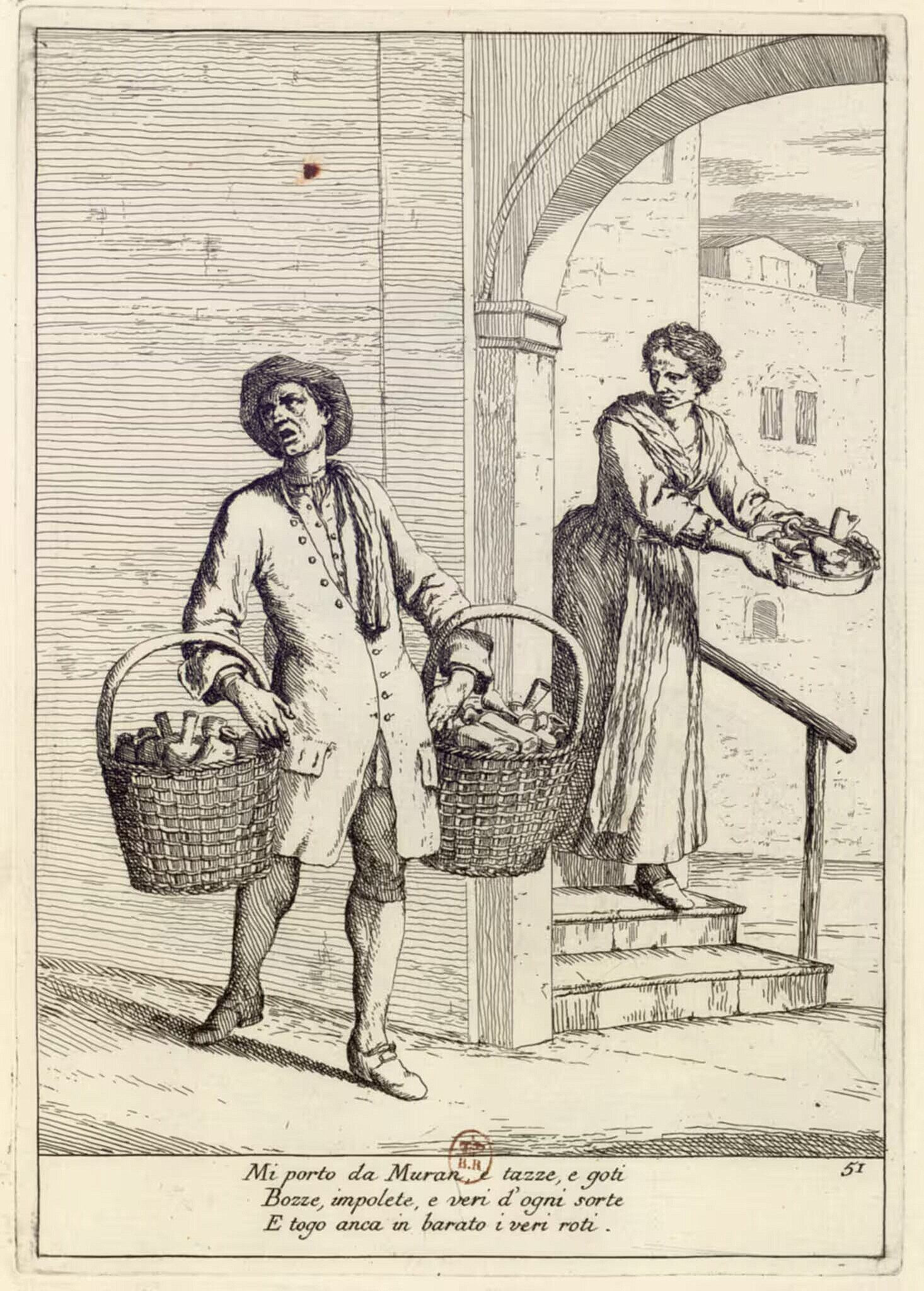 Veri rotti — street vendor of glassware and collector of broken glass ...